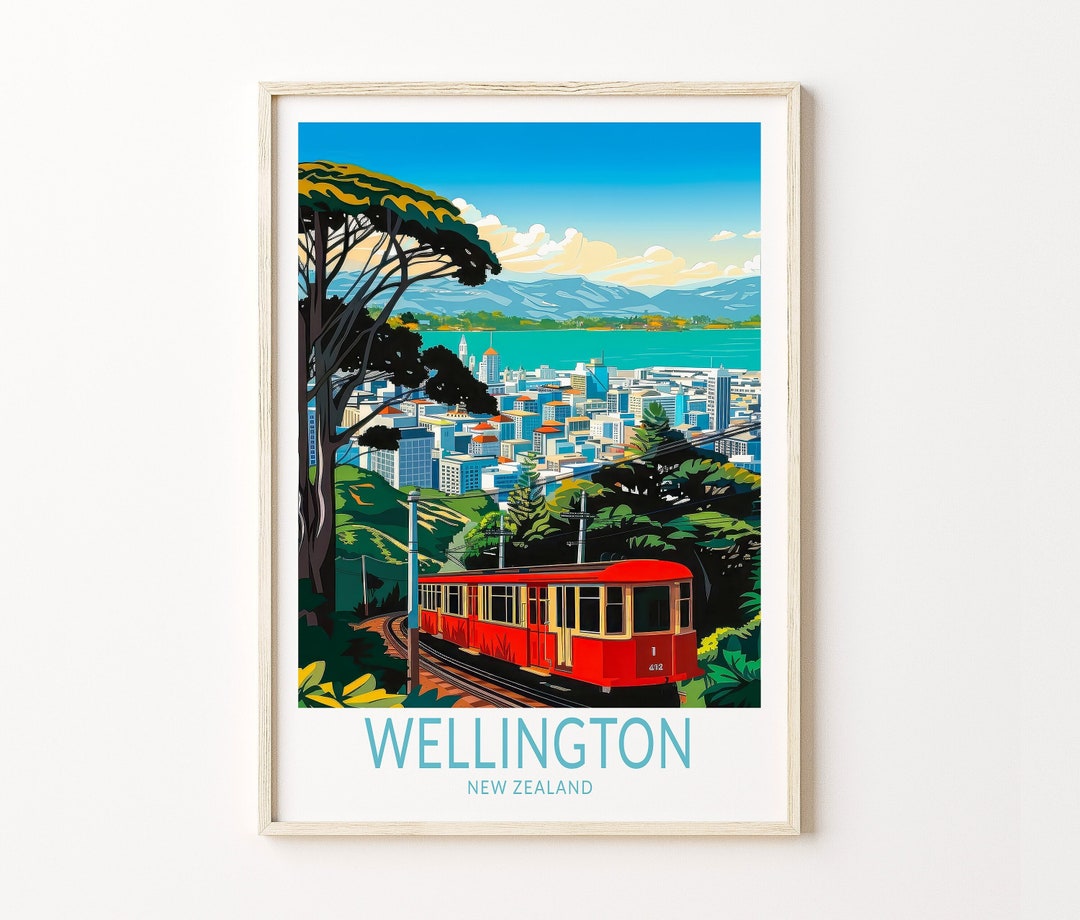Wellington Travel Poster, New Zealand City Print, Wellington City Wall ...