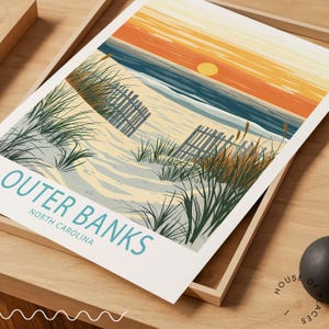Outer Banks Poster, Outer Banks North Carolina Travel Wall Art, North ...