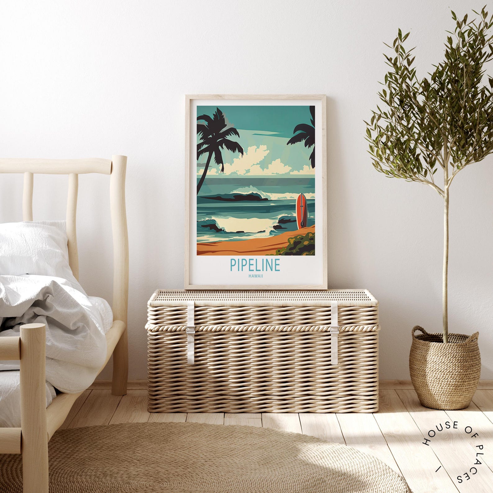 Pipeline Travel Poster, Hawaii Wall Art, Hawaii Surf Poster, Pipeline ...
