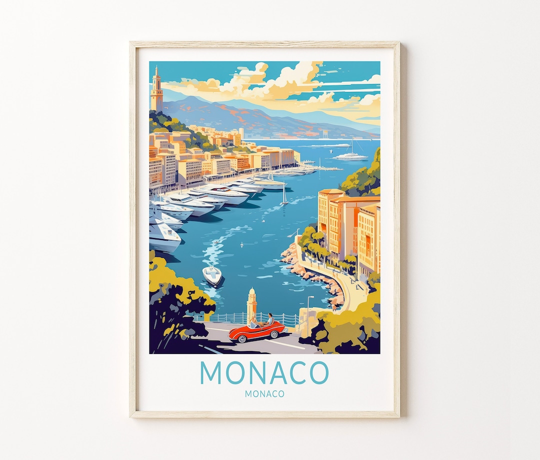 Monaco City Travel Print, Monaco Travel Poster Print, Monaco City Wall ...