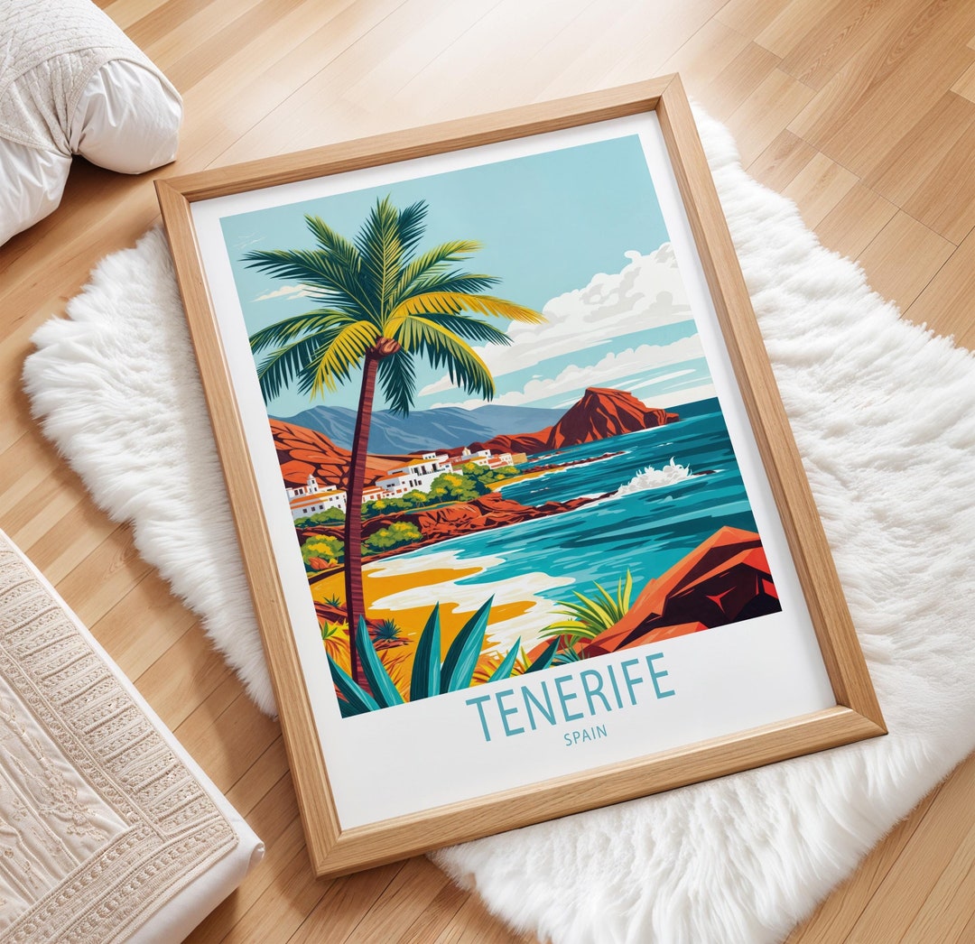 Tenerife Island Travel Poster, Tenerife Spain Travel Wall Art, Spain ...