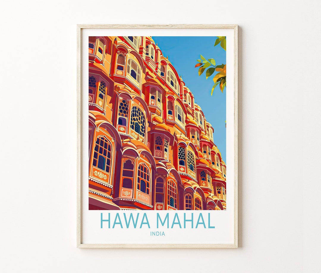 Hawa Mahal Travel Poster, India Wall Art Print, Hawa Mahal Palace ...