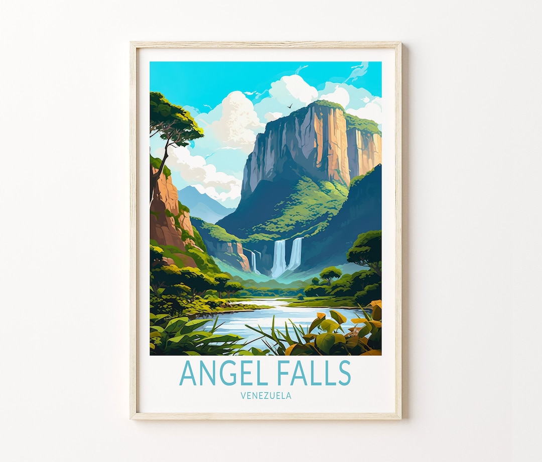 Angel Falls Venezuela Travel Poster, Angel Falls Venezuela Poster Print ...