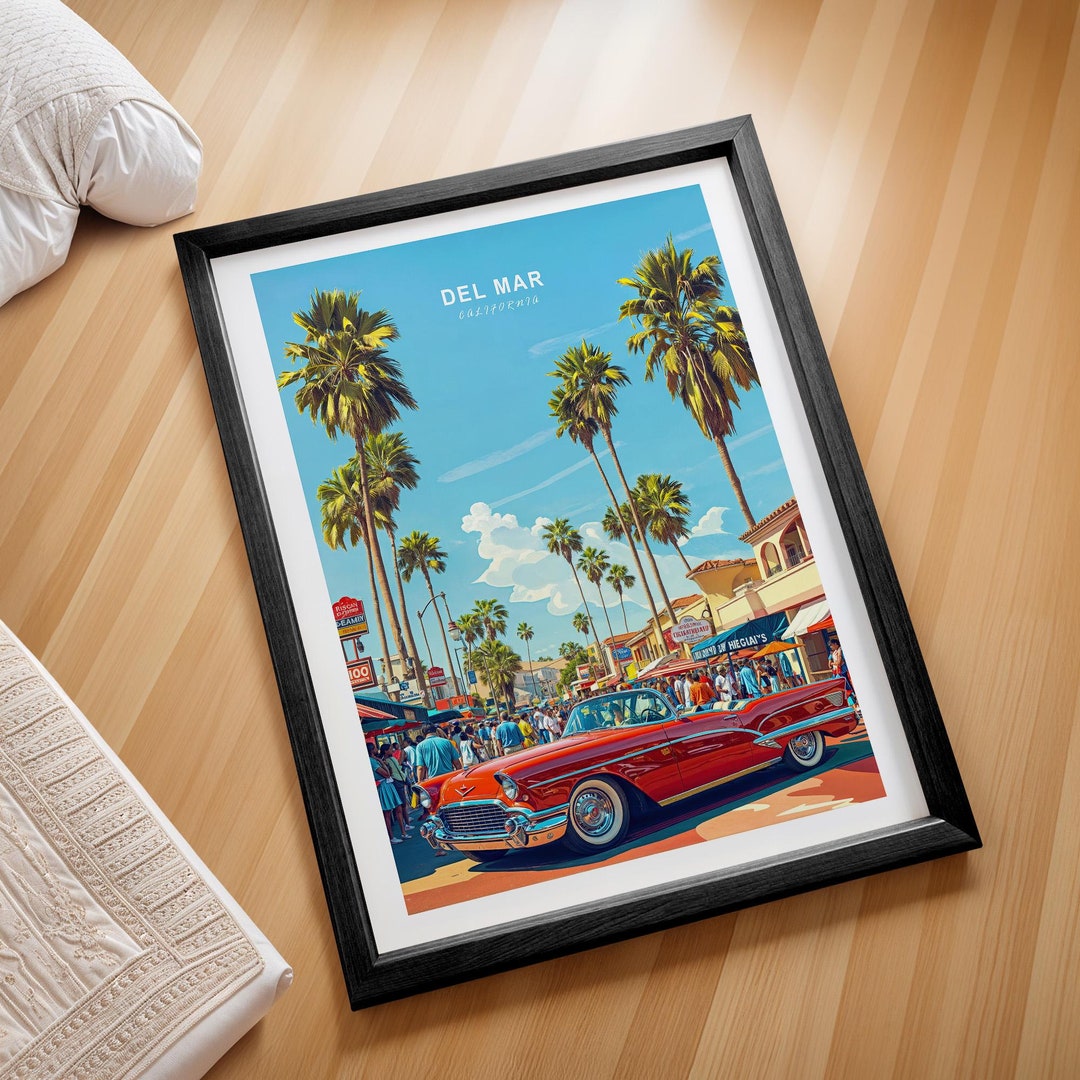 Del Mar California Travel Poster, San Diego Wall Art, Del Mar Coast ...
