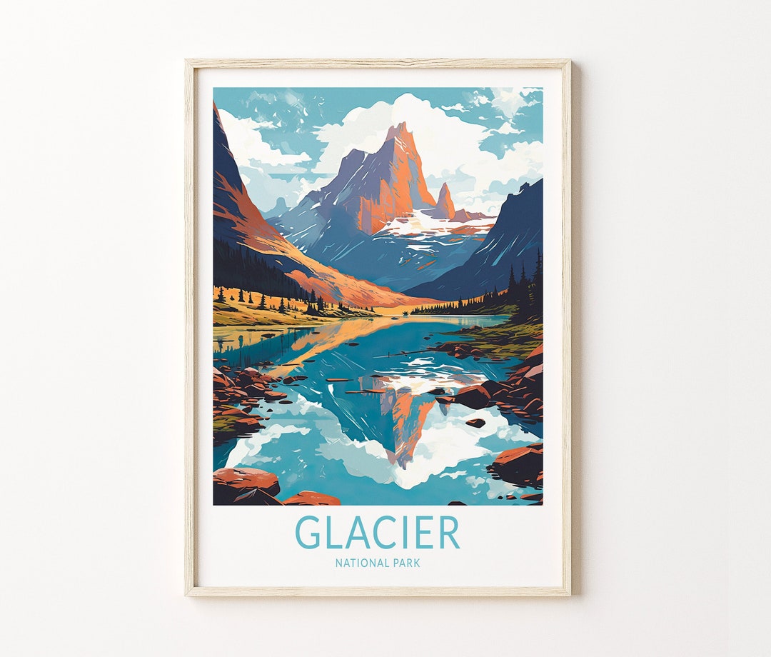 Glacier Travel Print, Glacier Poster Print, National Parks Glacier Wall ...
