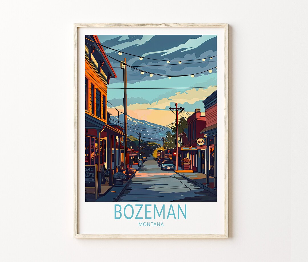 Bozeman Travel Poster, Montana City Wall Art, Bozeman Montana Wall ...