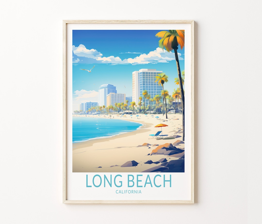 Long Beach Travel Poster, Long Beach California Wall Art, California ...