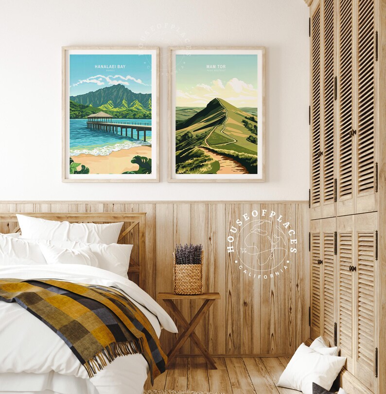 Mam Tor Peak District Travel Poster, Peak District Wall Art Print, Mam ...