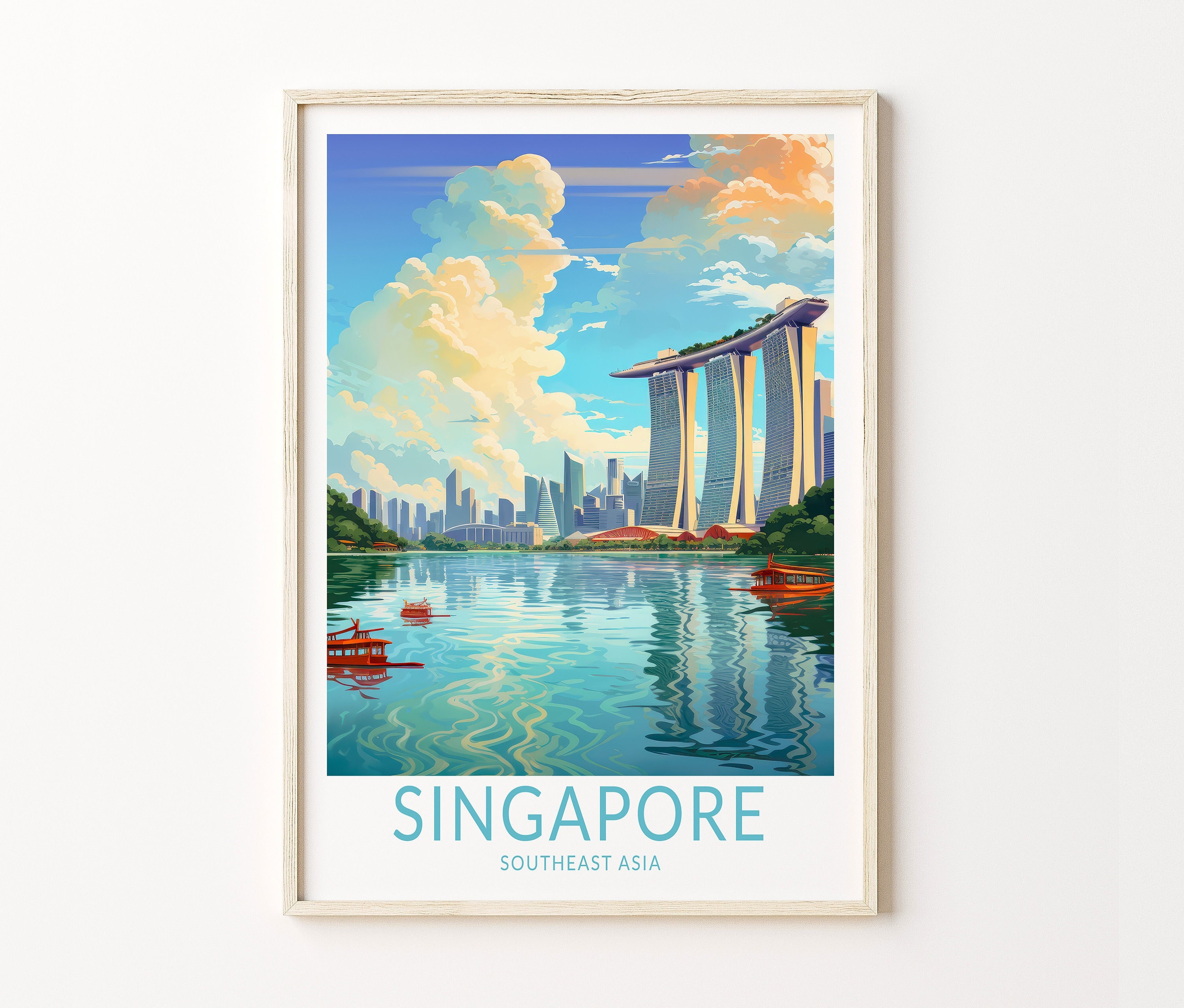 Singapore Asia Travel Poster Wall Art, Singapore Southeast Asia Poster ...