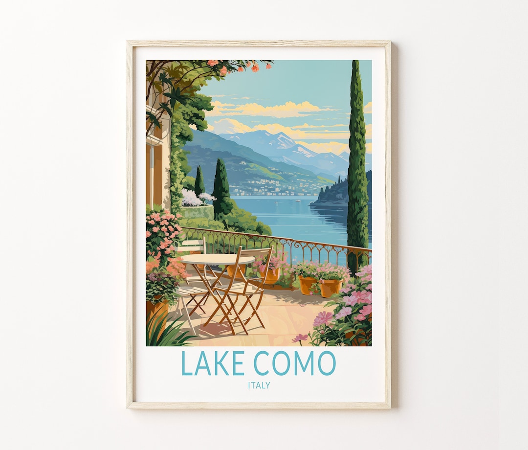 Lake Como Travel Poster Wall Art, Lake Como Italy Poster, Lake Como ...