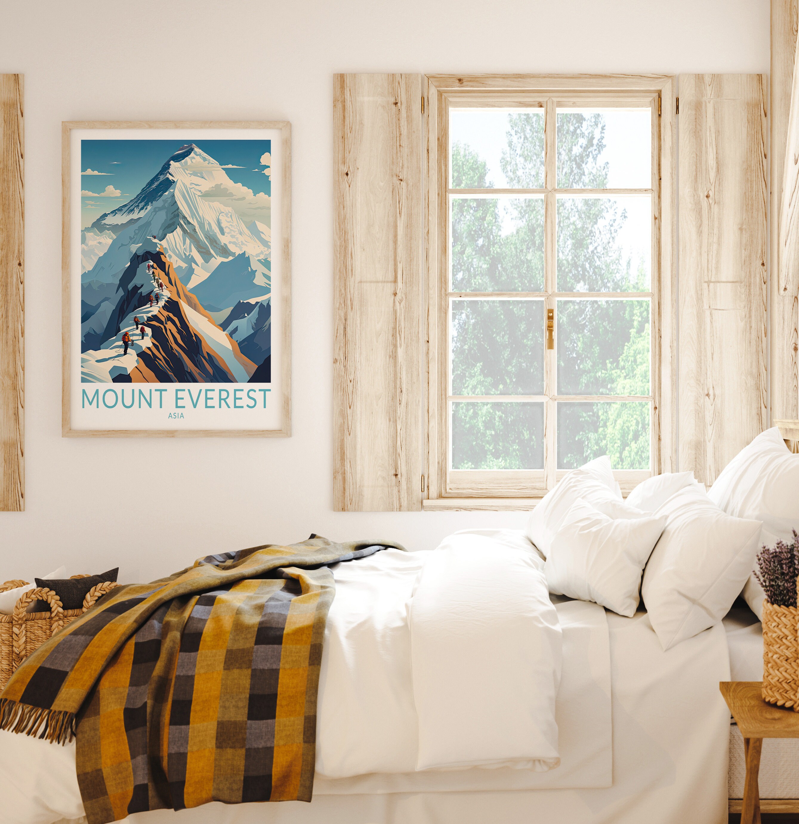 Mount Everest Travel Poster, Everest Mountain Travel Wall Poster Print ...