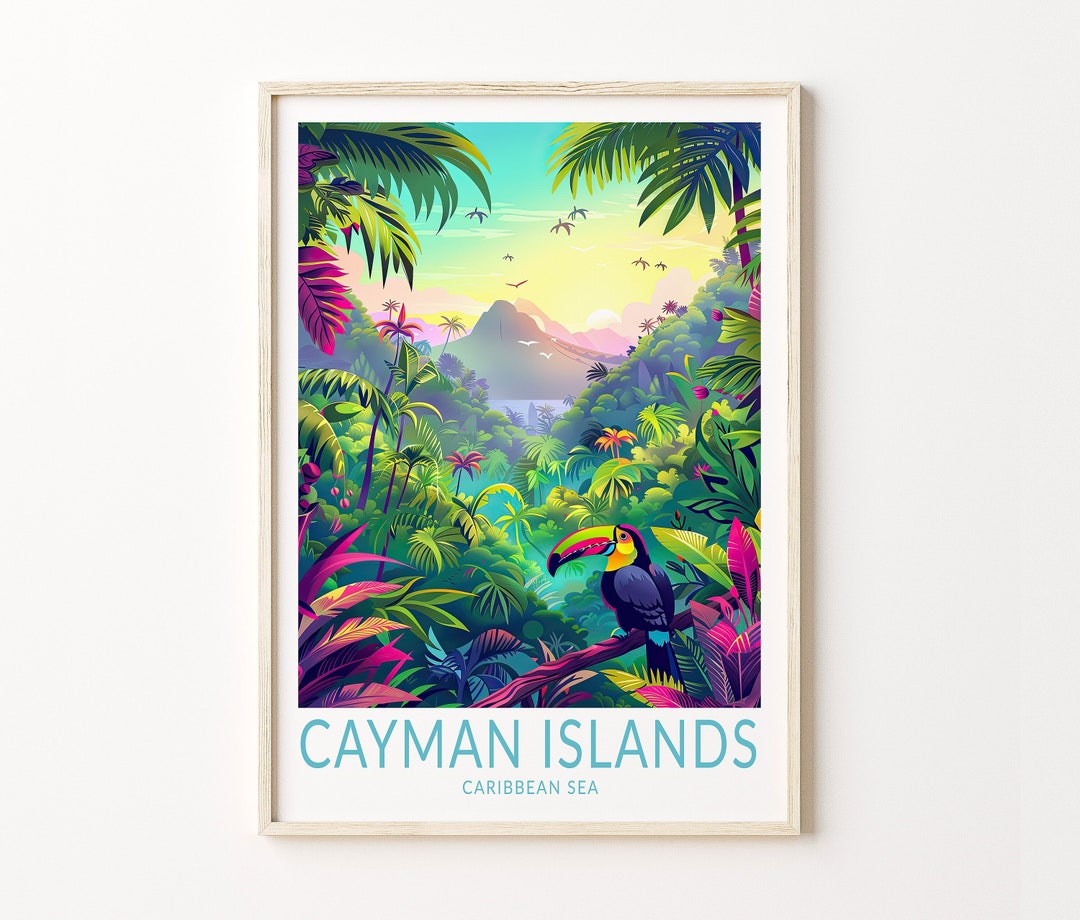 Cayman Islands Travel Poster, Caribbean Sea Print, Cayman Islands Wall ...