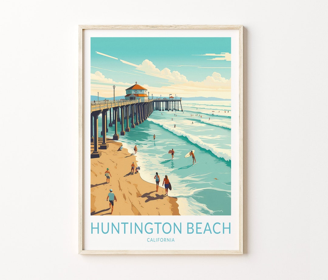 Huntington Beach California Travel Print, Huntington Beach Poster Print ...