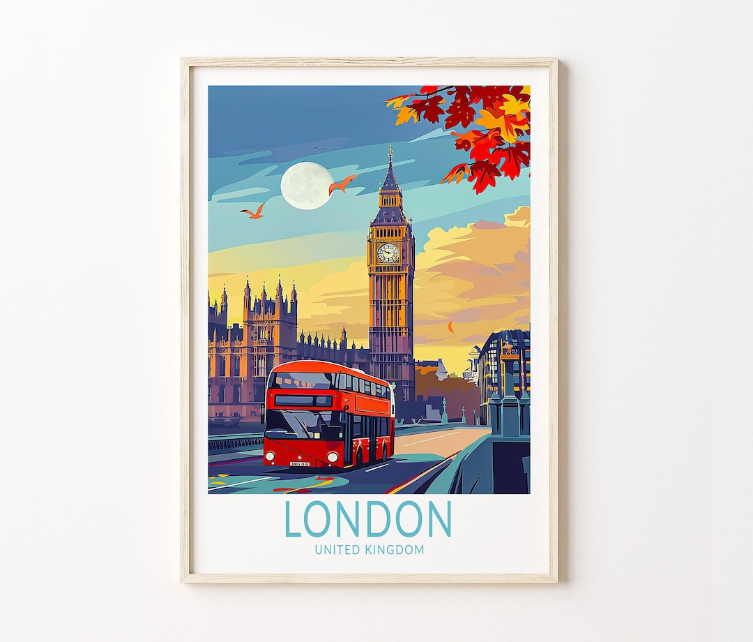 London Travel Poster, London England Travel Uk Wall Art, Big Ben Poster ...