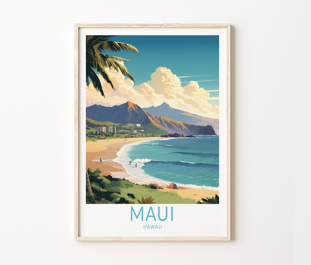 Hawaii Kauai Travel Poster, Maui Hawaii Travel Poster Print, Hawaii ...