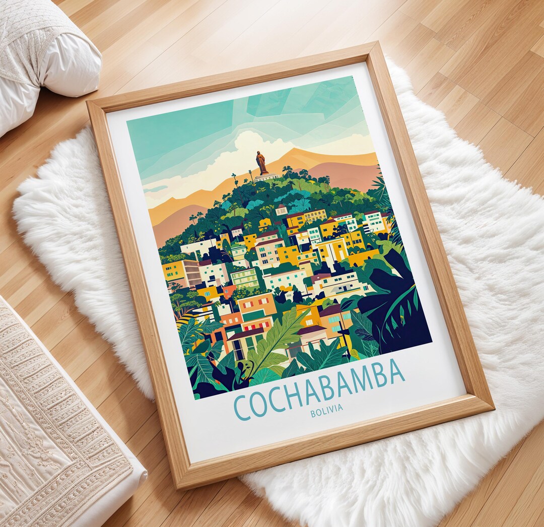 Cochabamba Bolivia Travel Poster, Bolivia Wall Art, Cochabamba Cristo ...