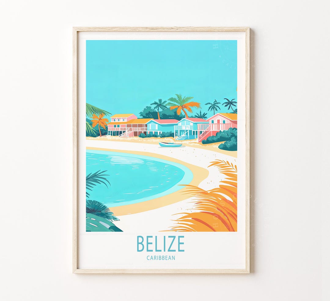 Belize Caribbean Travel Poster, Caribbean Travel Print, Belize Travel ...