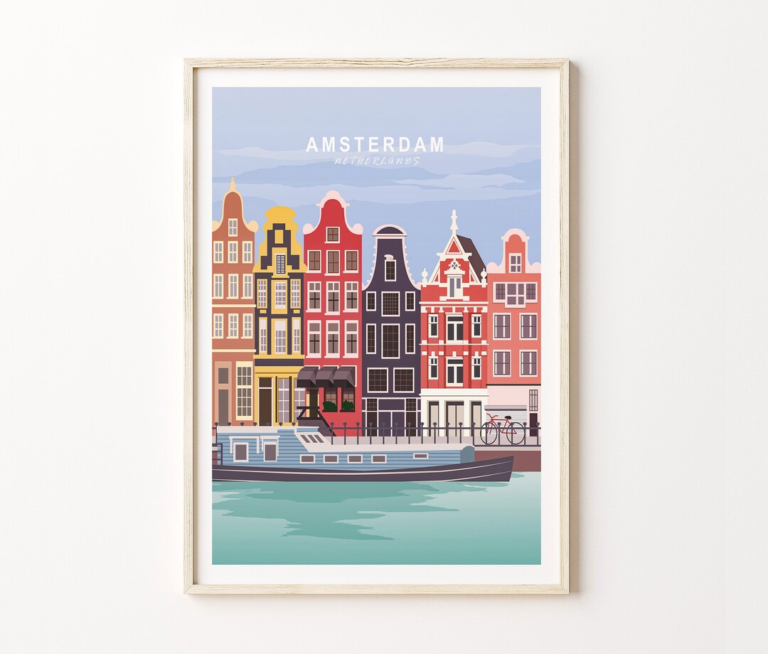 Amsterdam Travel Poster, Amsterdam Europe Travel Netherlands Postcard ...