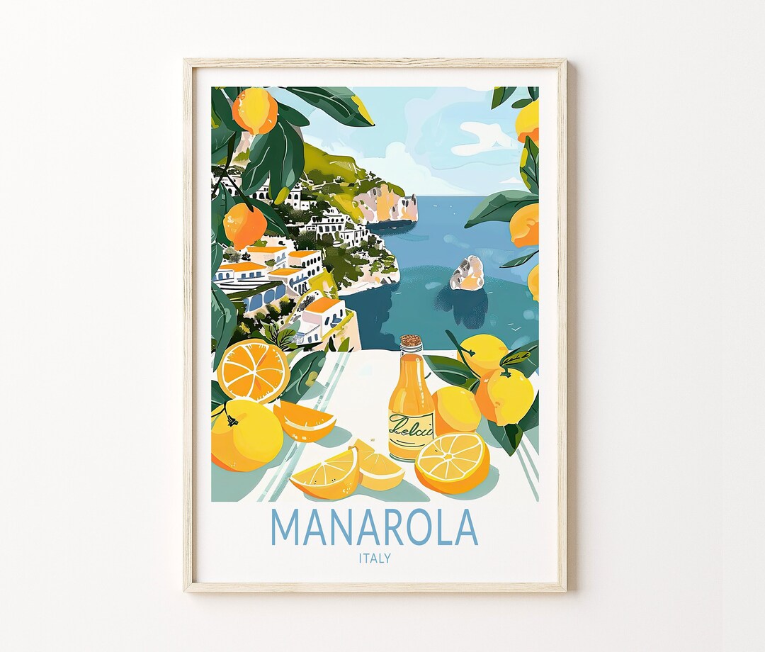 Manarola Travel Poster, Italy Manarola Wall Decor, Manarola Lemons ...