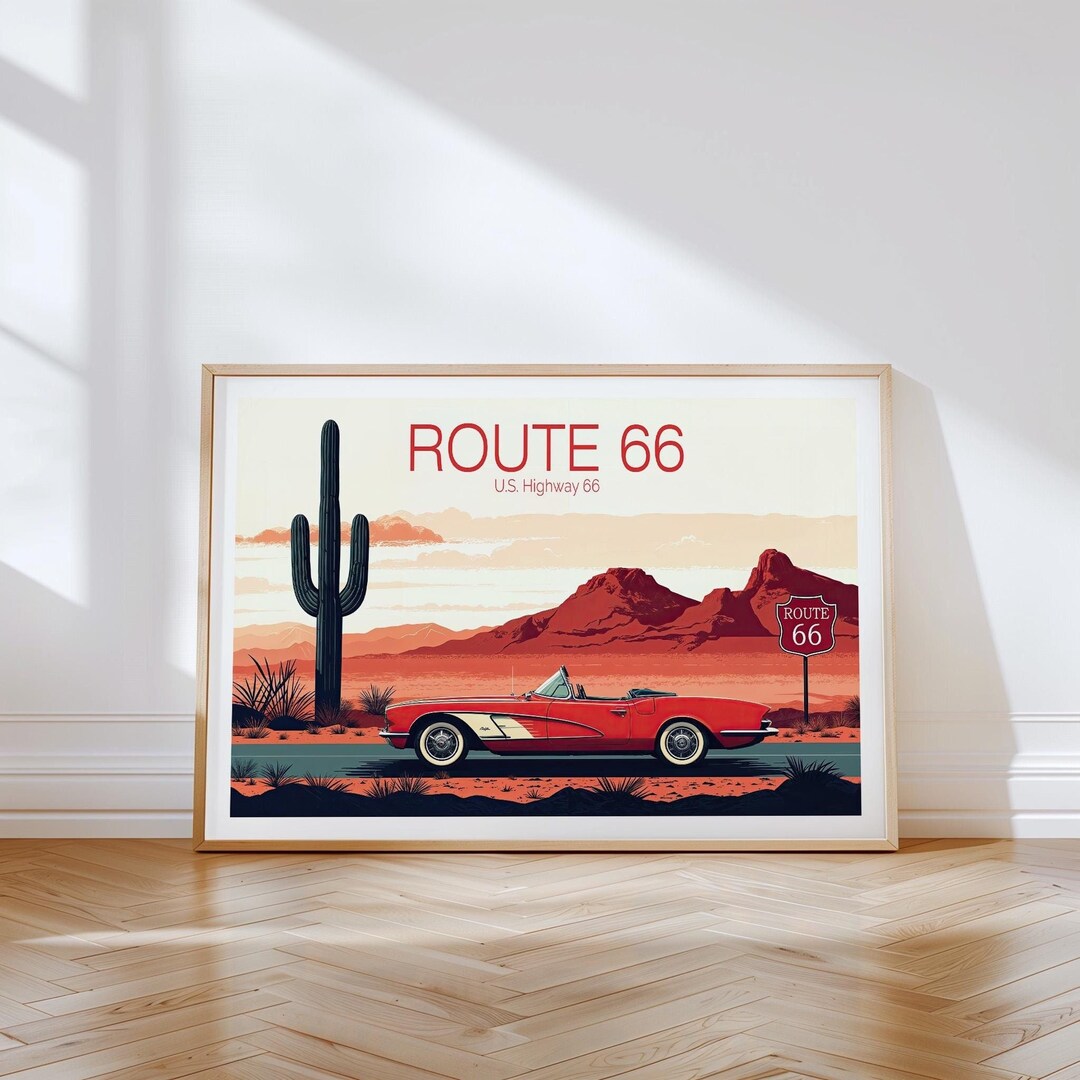 Route 66 Poster, Route 66 United States Wall Art, Main Street of ...