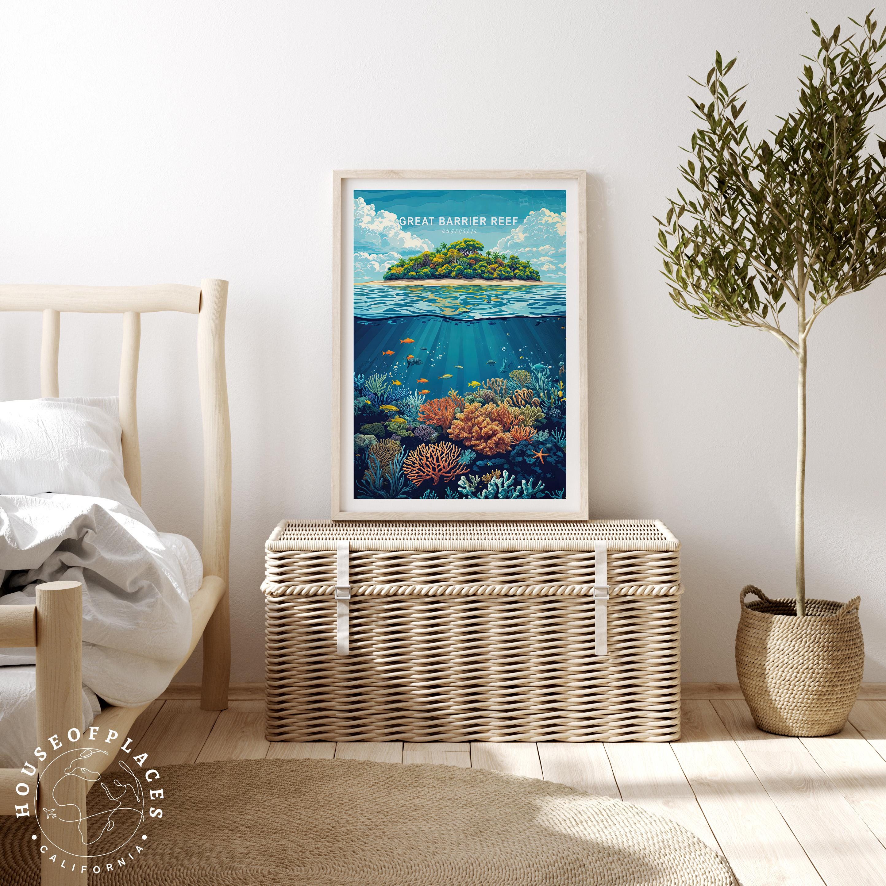 Great Barrier Reef Wall Art Print, Australia Travel Print, Great ...