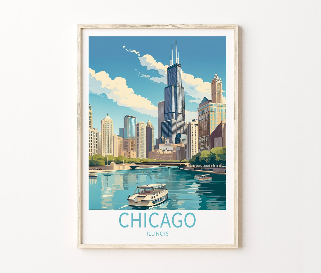 Chicago Travel Poster, Chicago Poster Print, Chicago City Wall Art ...