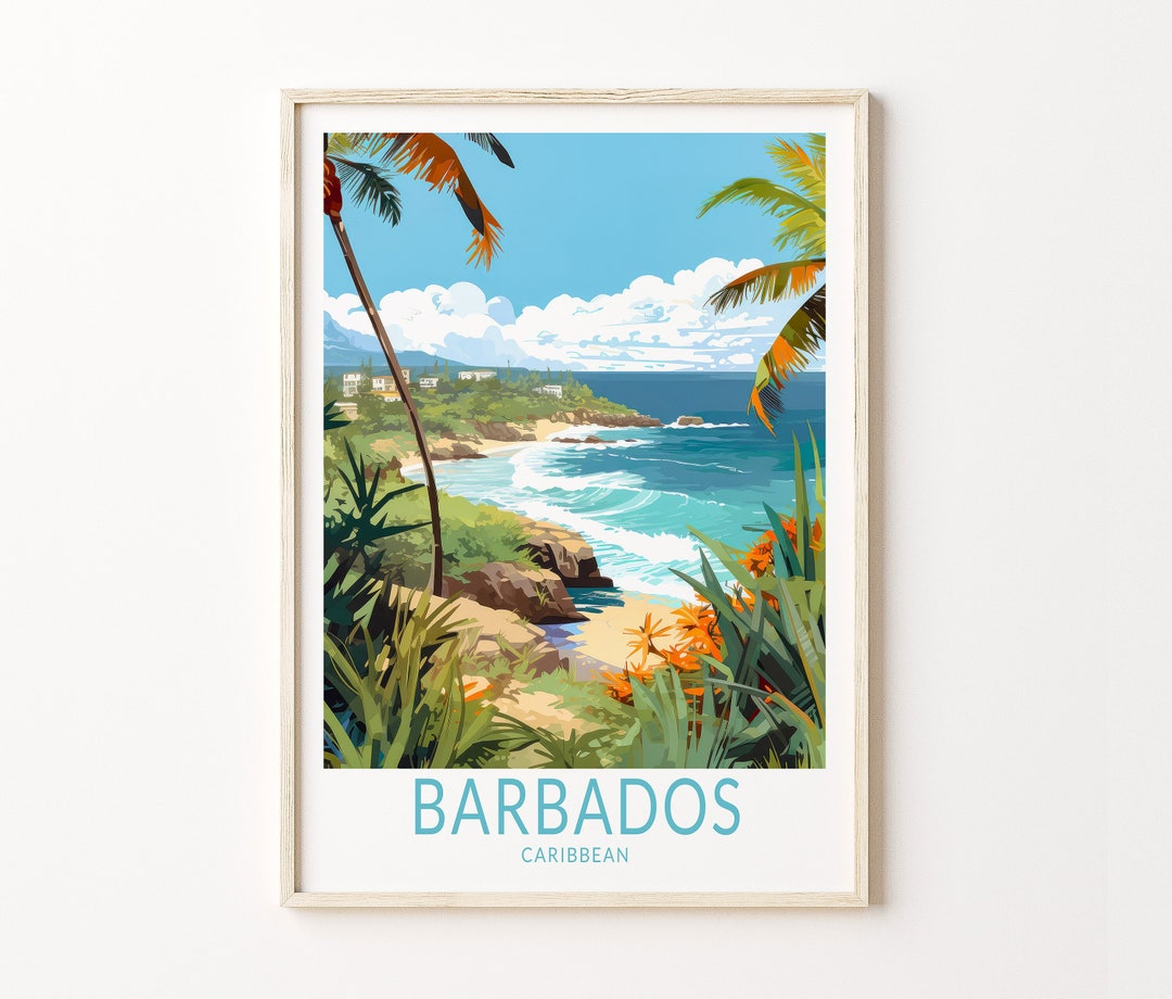 Barbados Travel Poster, Barbados Caribbean Poster Print, Barbados ...