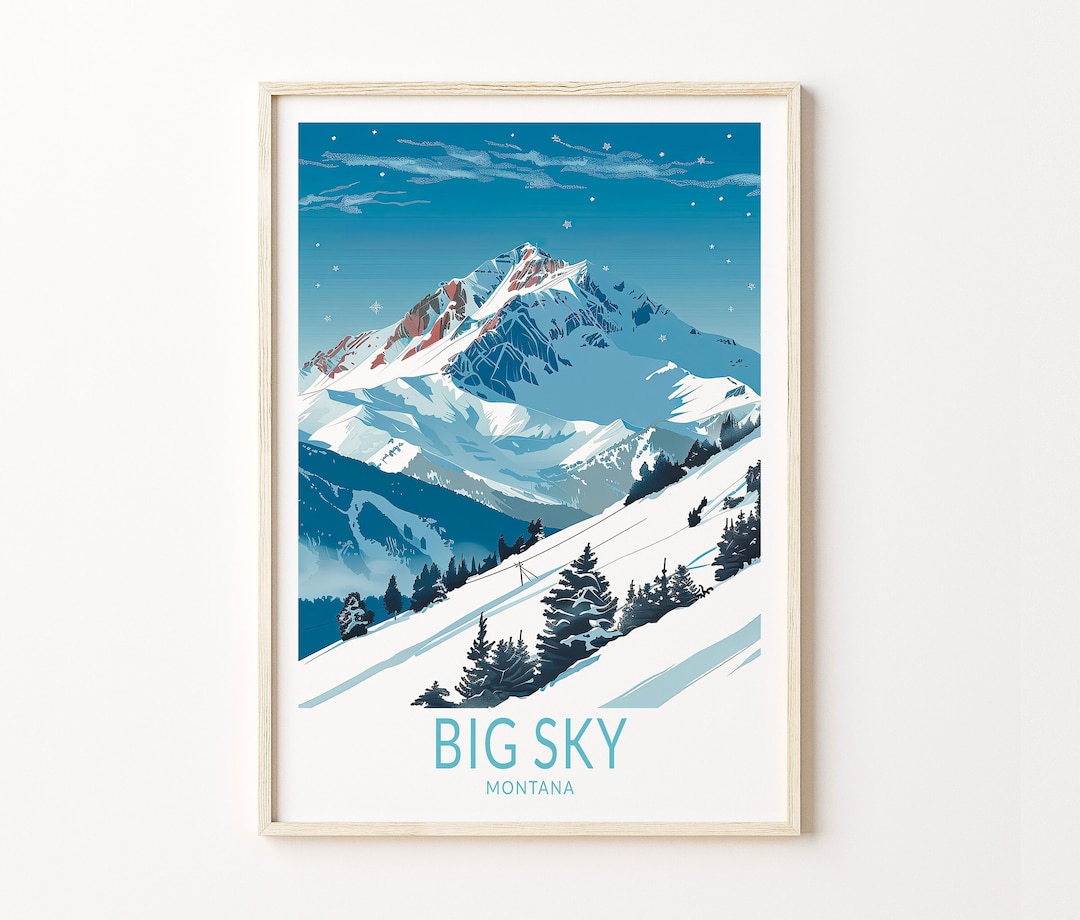 Big Sky Montana Poster, Big Sky Print, Montana Ski Wall Art, Big Sky ...
