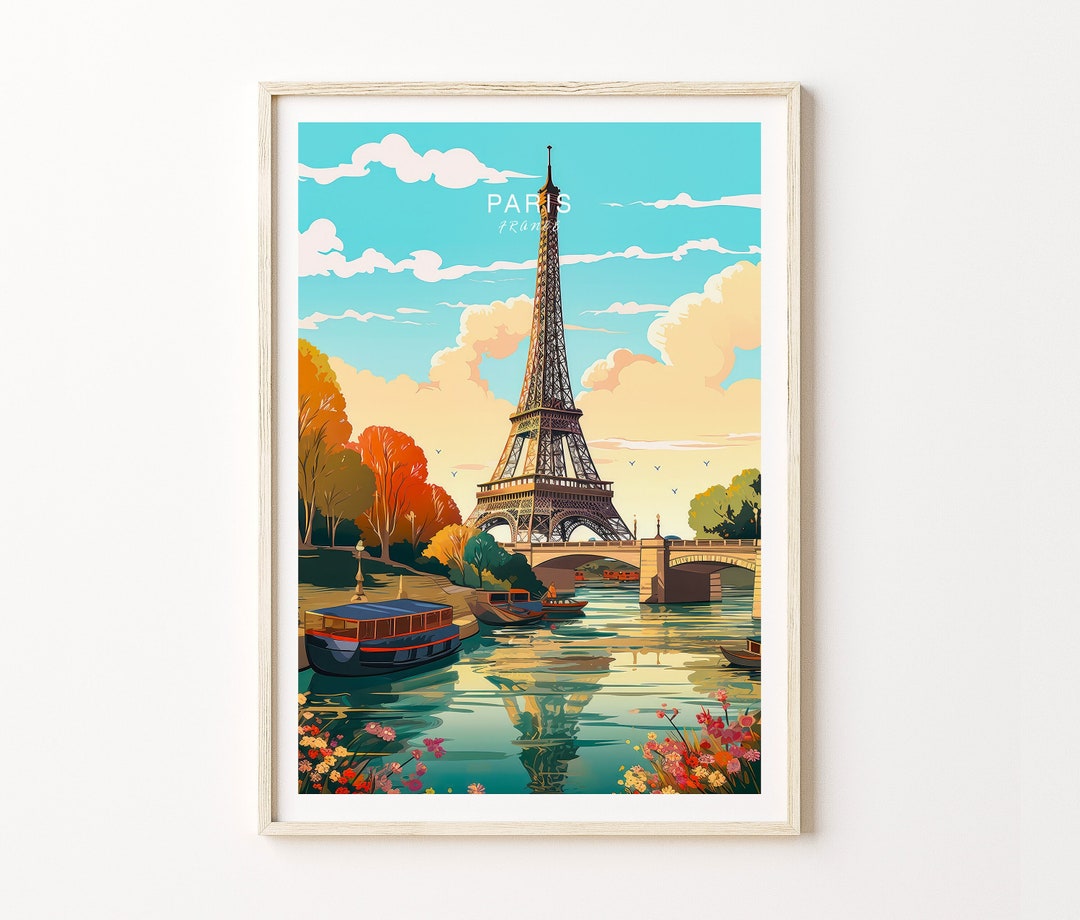 Paris France Travel Poster Wall Art, Eiffel Tower Paris France Travel ...