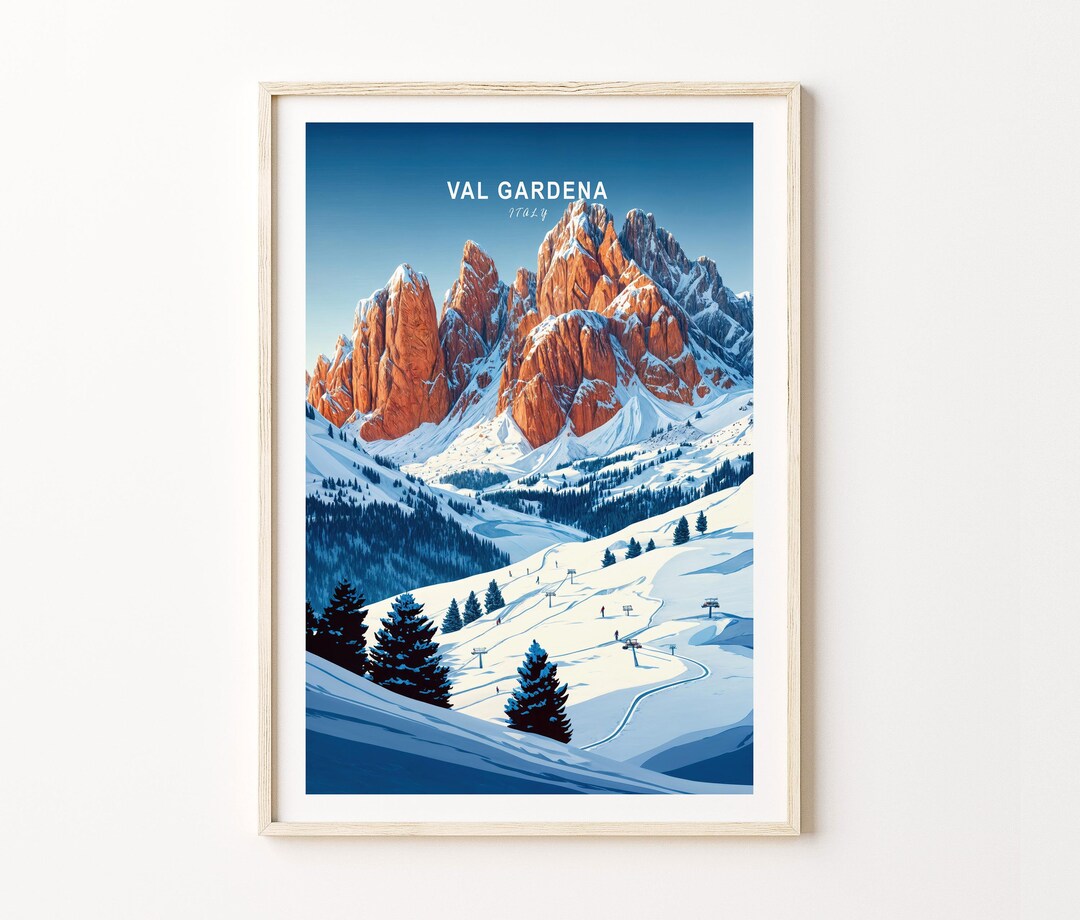 Ski Val Gardena Poster, Italy Wall Art Print, Val Gardena Italy Ski ...