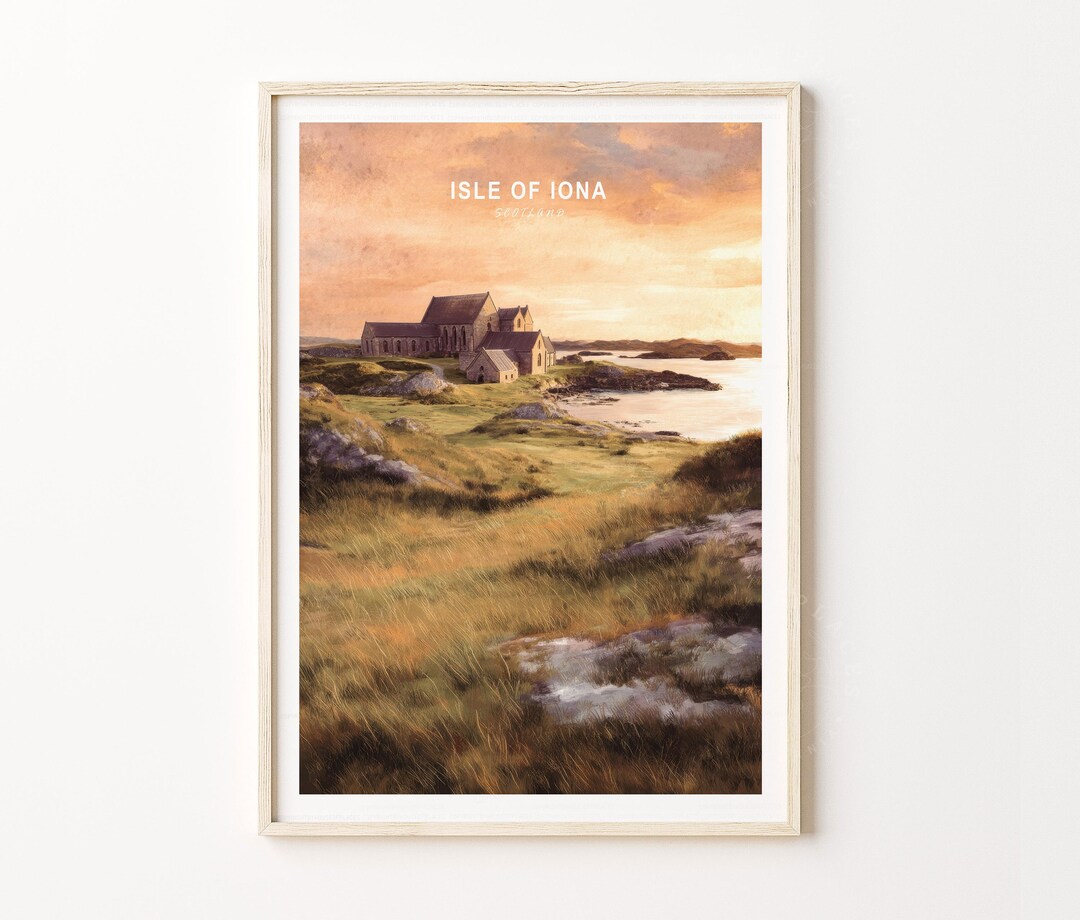 Isle of Iona Scotland Travel Poster, Coastal Landscape Art Print - Etsy