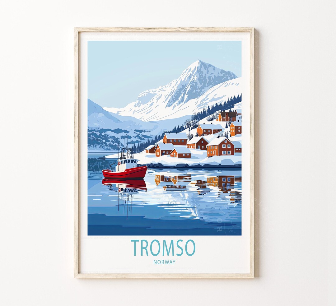 Tromso Norway Winter Poster, Tromso Skiing Print, Norway Wall Art Print ...