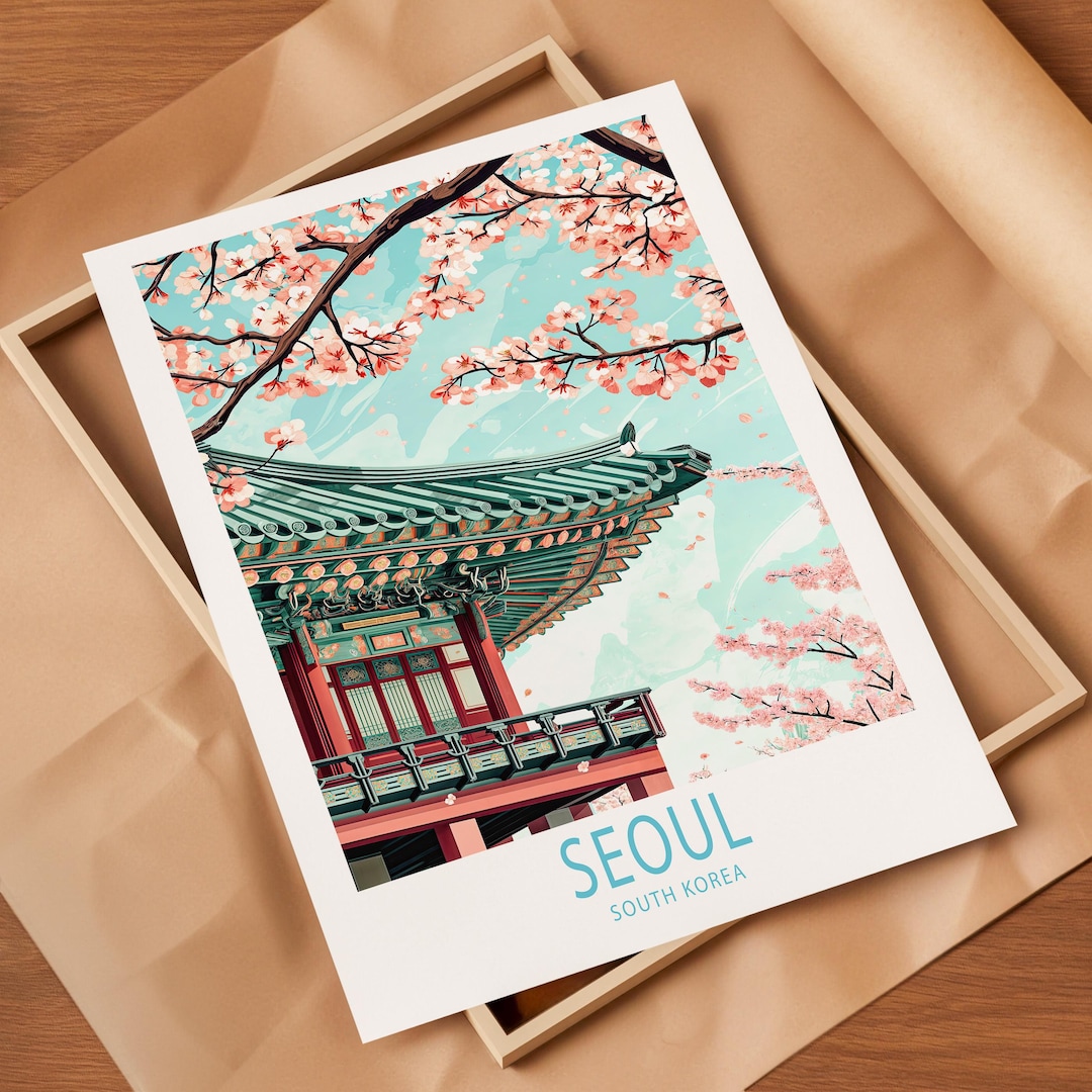 Seoul Travel Poster, South Korea Wall Art, Seoul South Korea Print ...