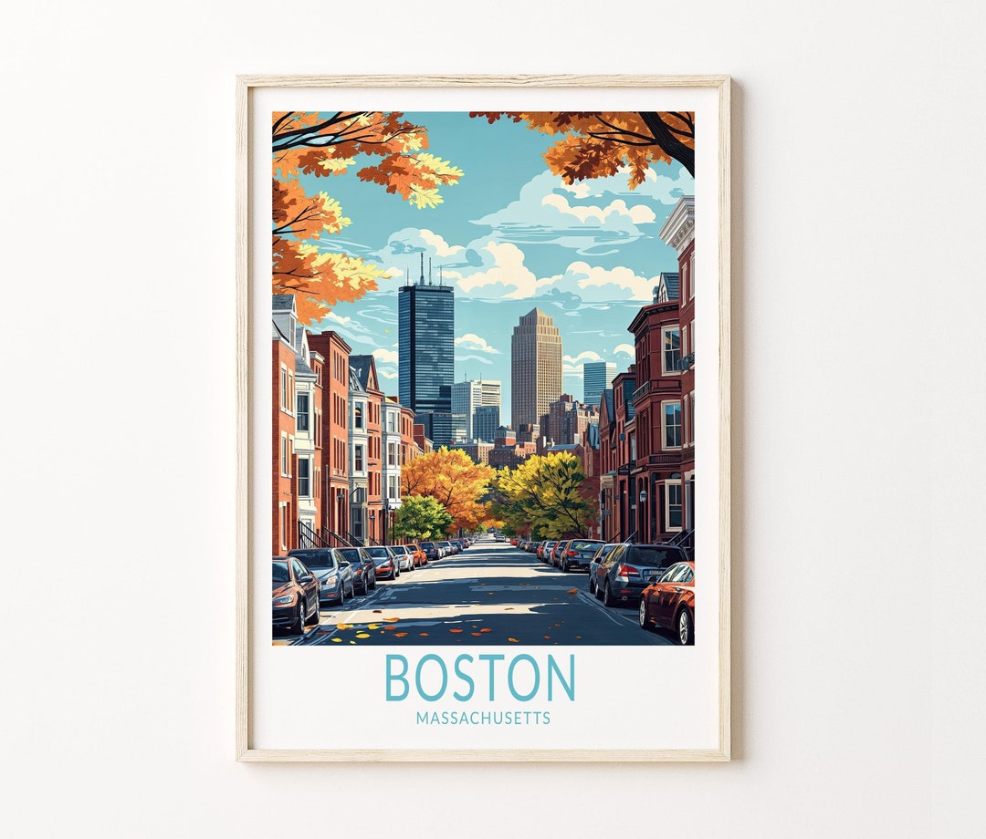 Boston Massachusetts Travel Poster, Massachusetts City Wall Art ...