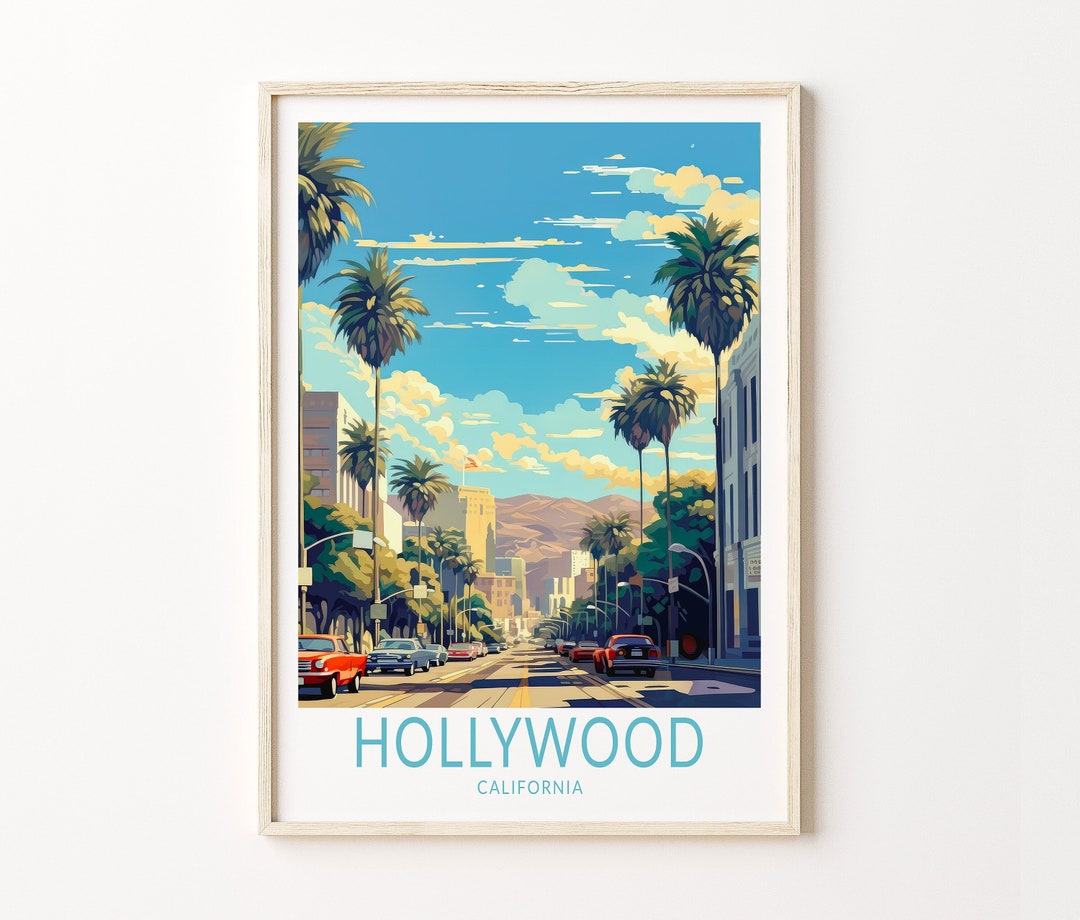 Hollywood Travel Poster, Hollywood Los Angeles Poster Print, Hollywood ...