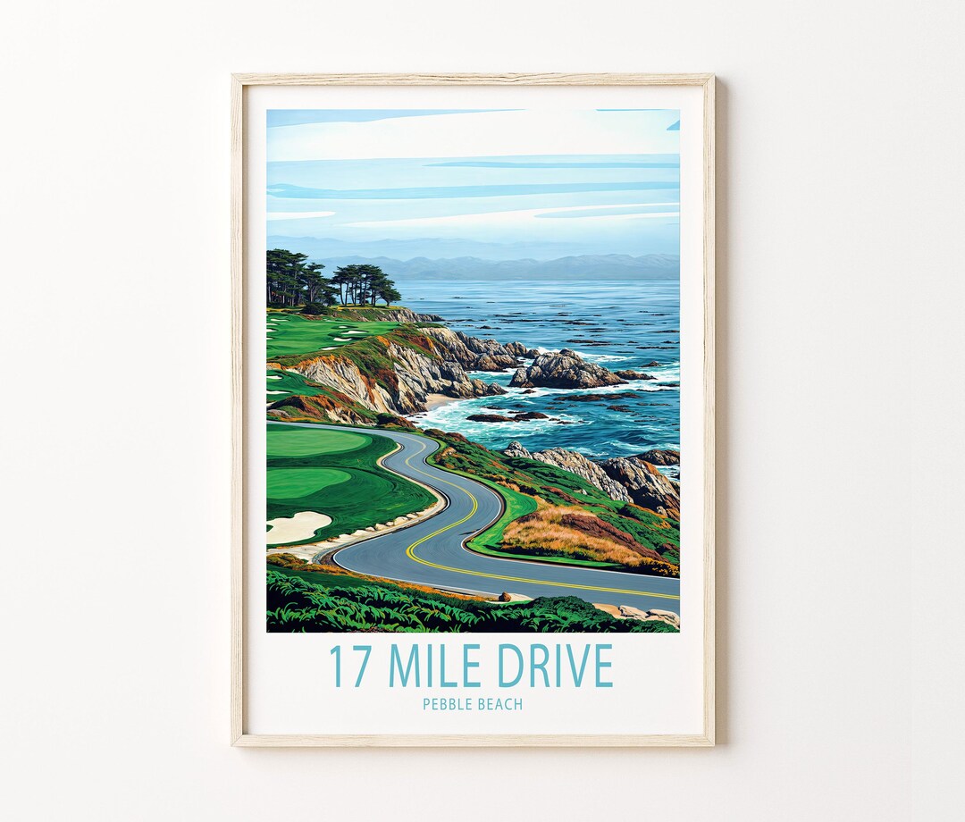 17 Mile Drive Pebble Beach Poster, Pebble Beach Wall Art, 17 Mile Drive ...