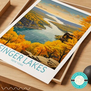 Finger Lakes New York Travel Poster, Finger Lakes Lake Ontario, Travel ...