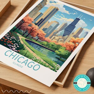 Chicago Travel Poster, Chicago Poster Print, Chicago City Wall Art ...
