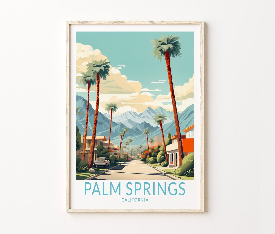Palm Springs Poster, Palm Springs Art Travel Poster, California City ...