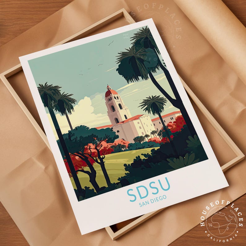 San Diego State University, San Diego SDSU Travel Poster, University ...