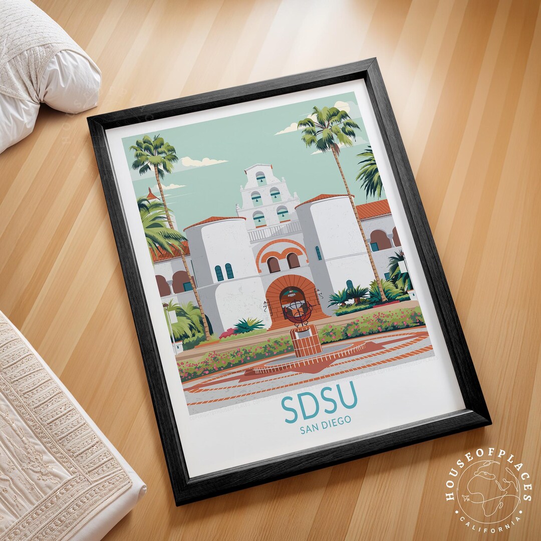 San Diego State University, SDSU School Poster, University Campus Wall ...