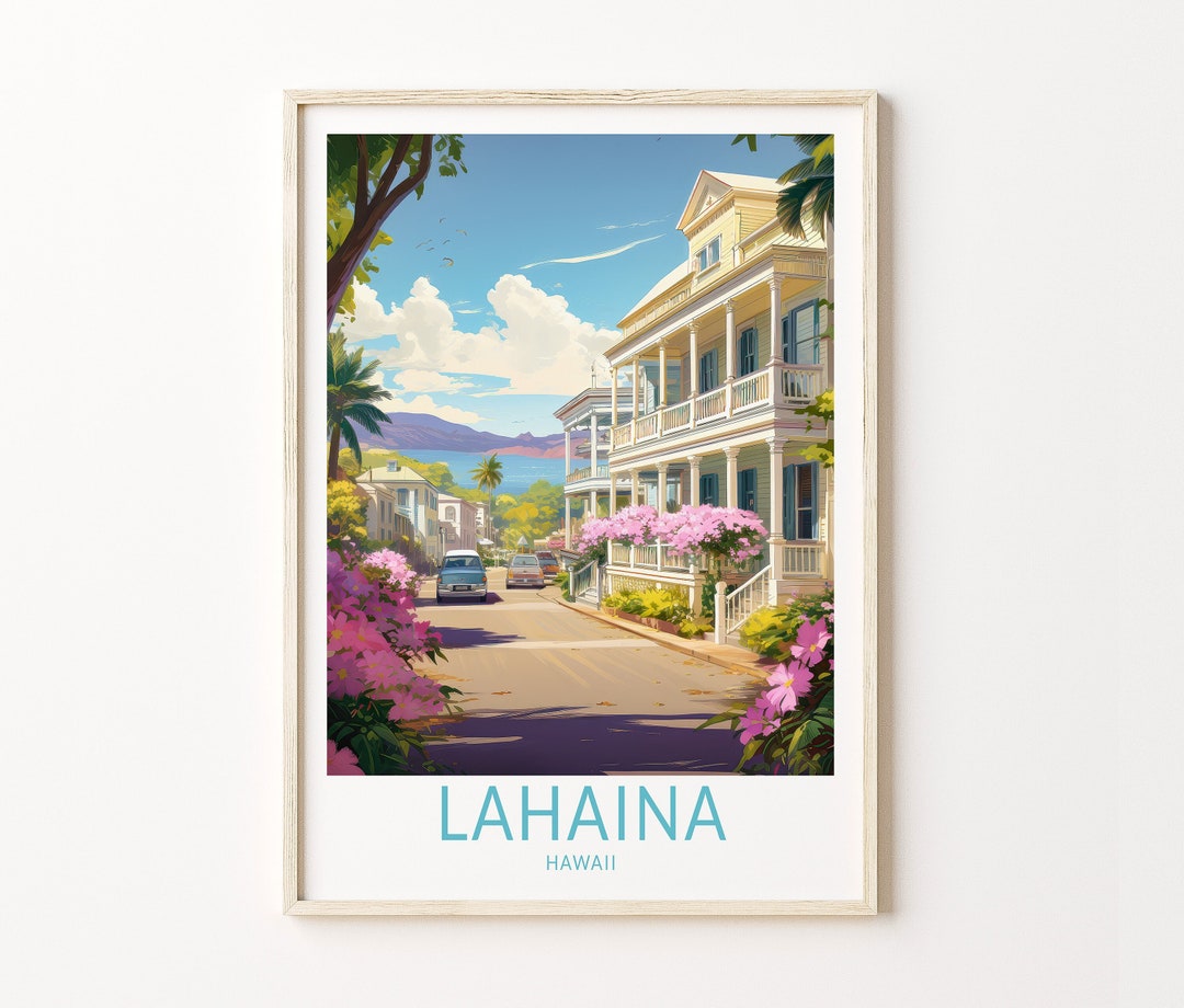 Lahaina Hawaii Travel Print, Hawaii Travel Poster Print, Lahaina Hawaii ...