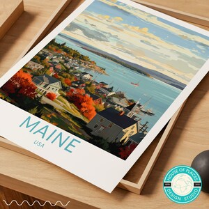 Maine Travel Print, Maine State Coastal Travel Poster, Maine Travel ...