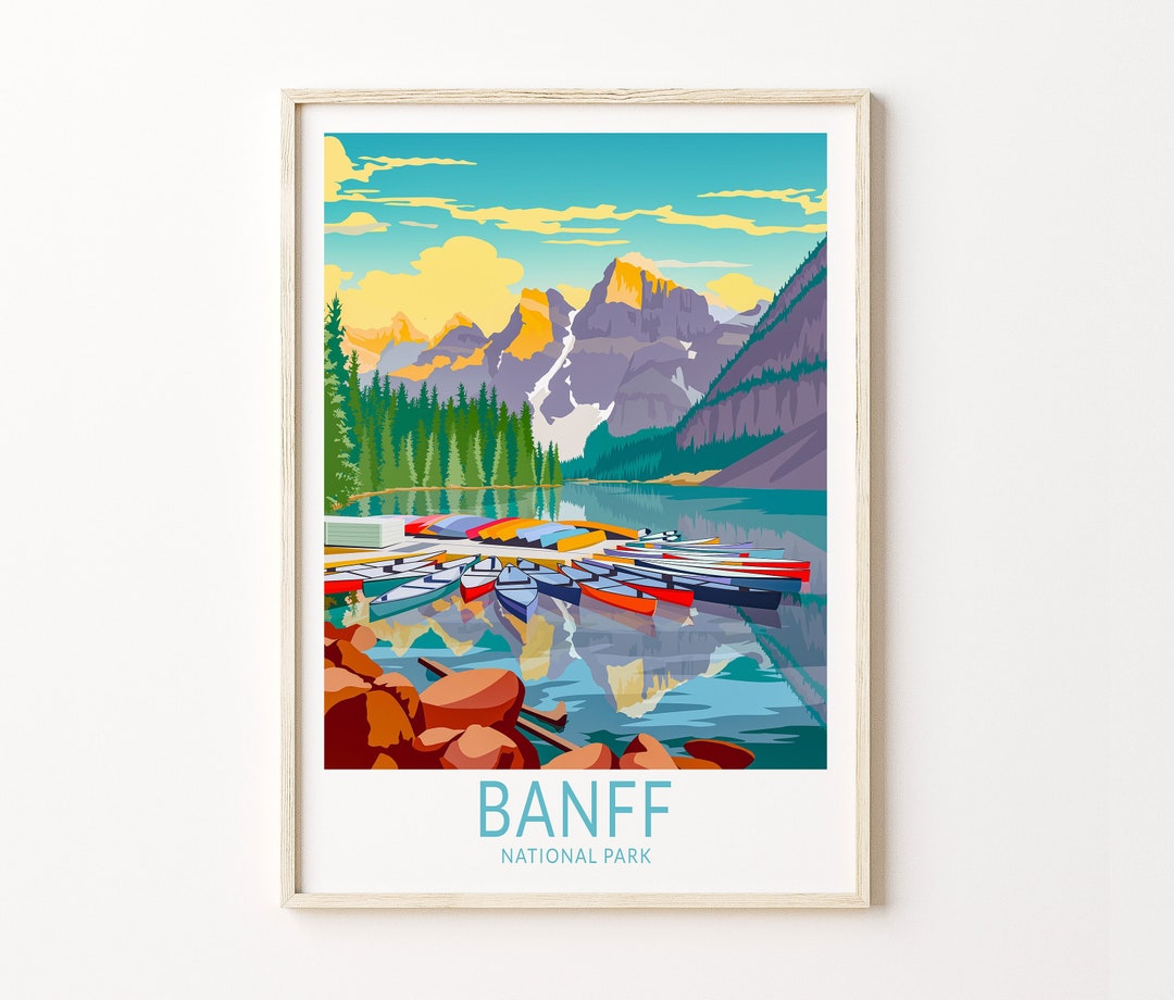 Banff National Park Travel Poster Wall Art, Banff Alberta Canada Poster, Canada National Parks ...