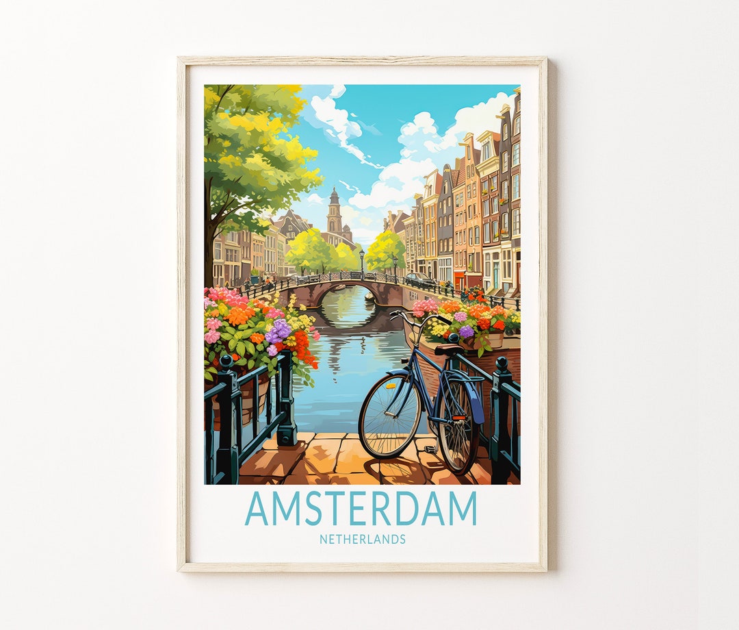 Amsterdam Travel Poster, Amsterdam Holland Poster Print, Amsterdam ...