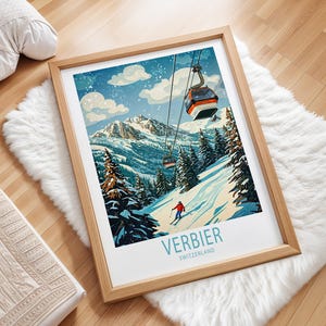 Verbier Travel Poster, Switzerland Wall Art, Verbier Switzerland Ski ...