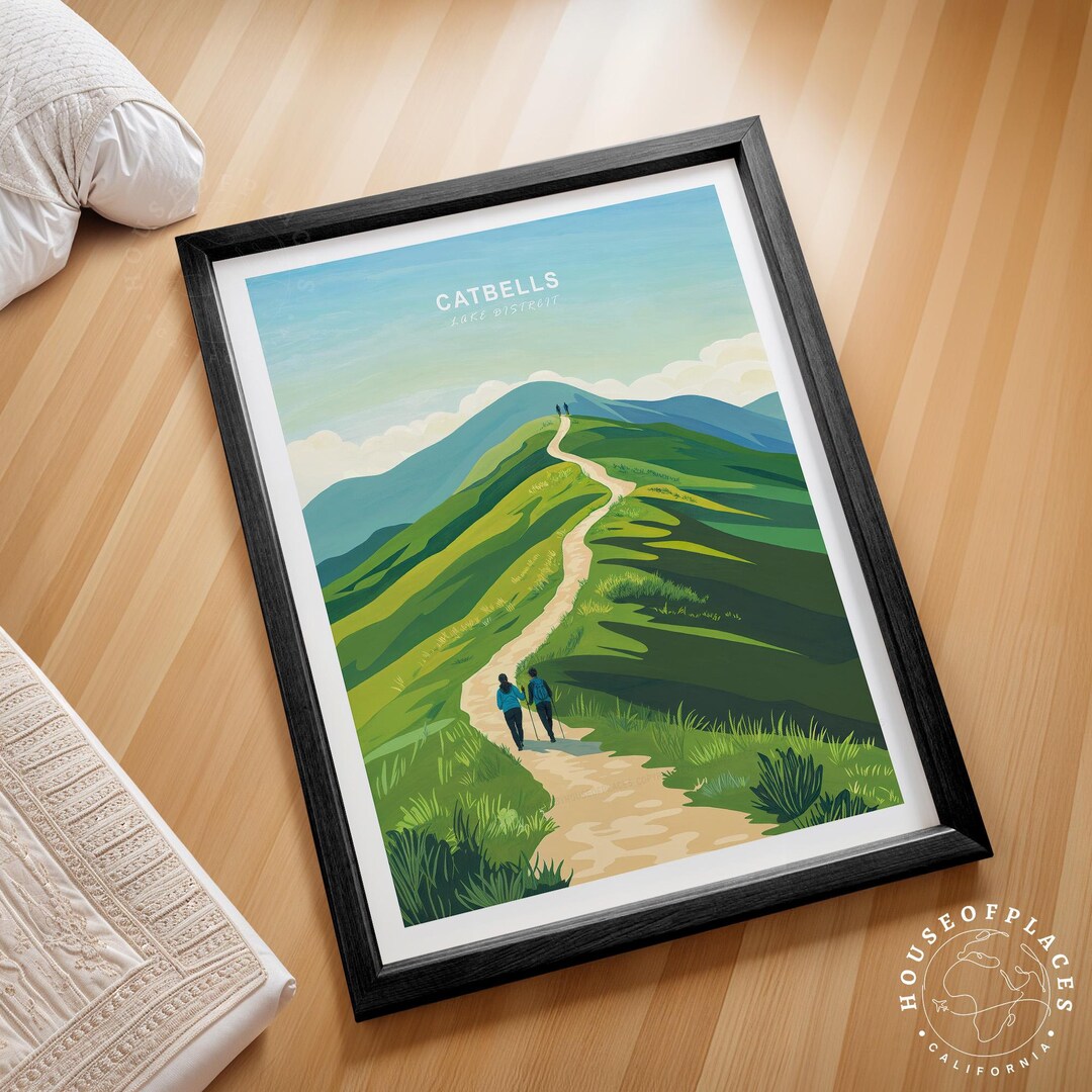 Catbells Lake District Travel Print, Cumbria England Wall Art, Catbells ...