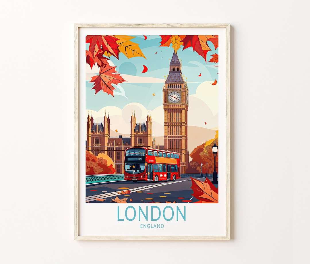 London Poster, England Wall Art, London Big Ben Bridge Poster, London ...