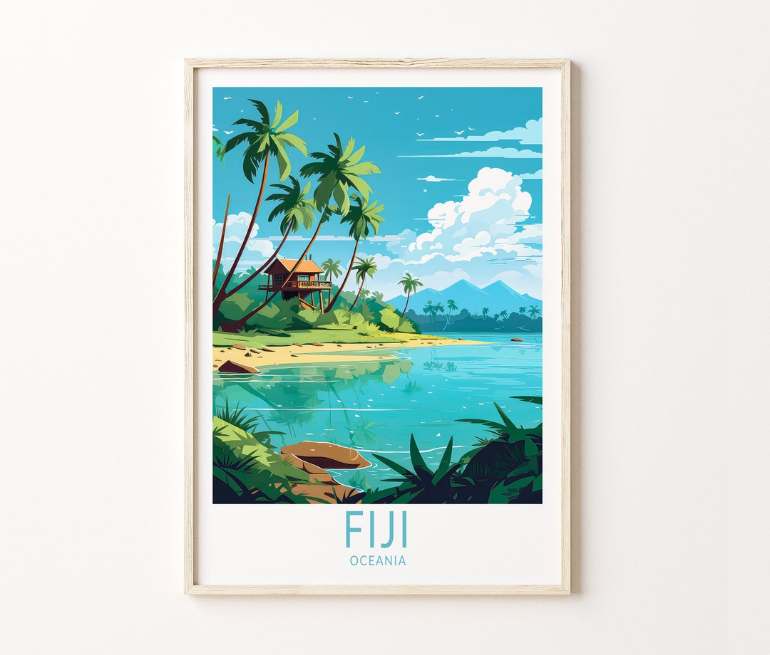 Fiji Oceania Travel Poster, Fiji Poster Print, Fiji Oceania Wall Art ...
