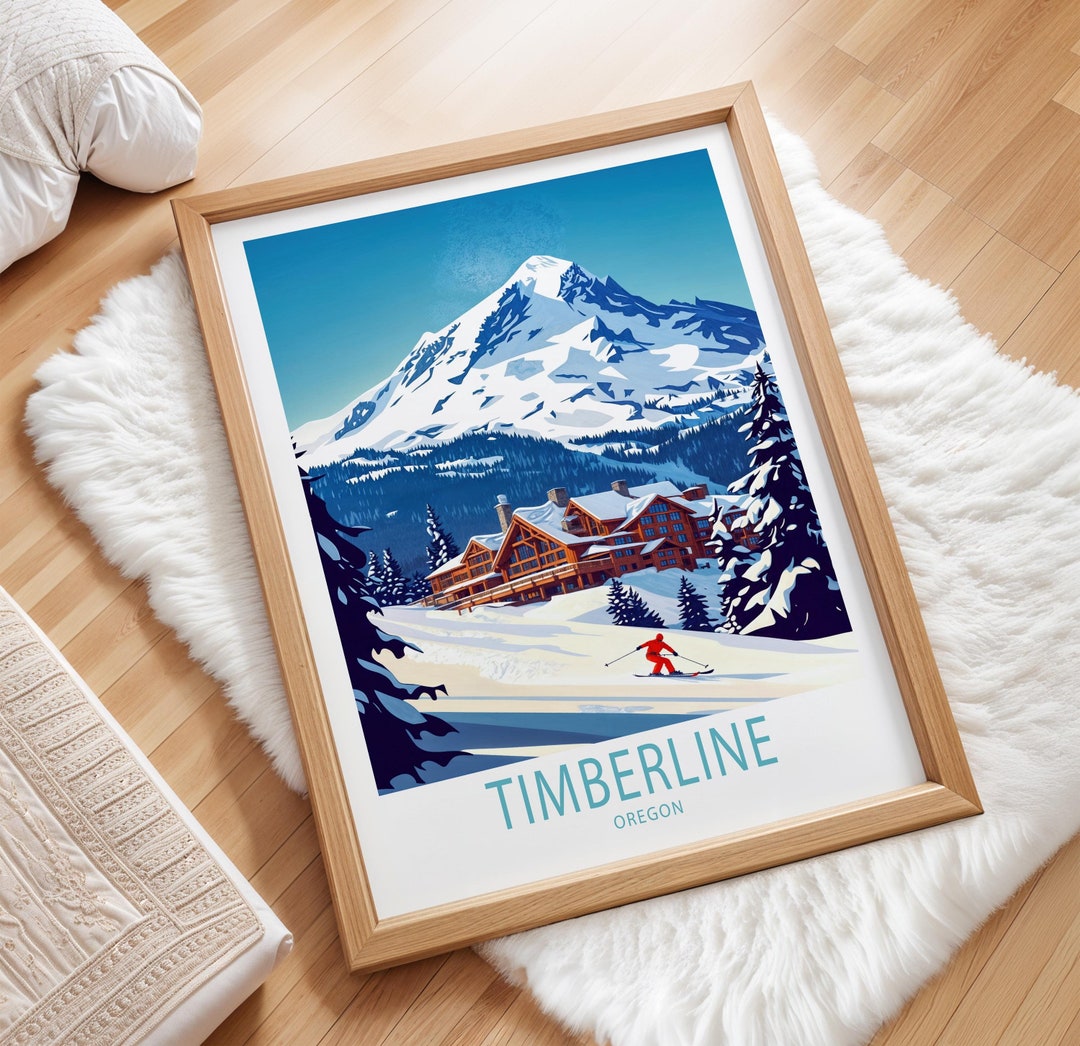 Timberline Oregon Travel Poster, Oregon Wall Art Print, Timberline Ski ...